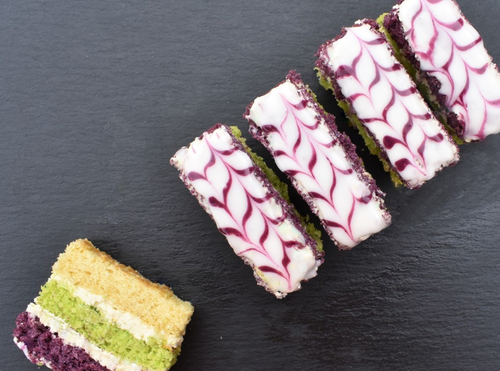 Blackcurrant, lime & vanilla Angel Cake slices – Phil's Home Kitchen