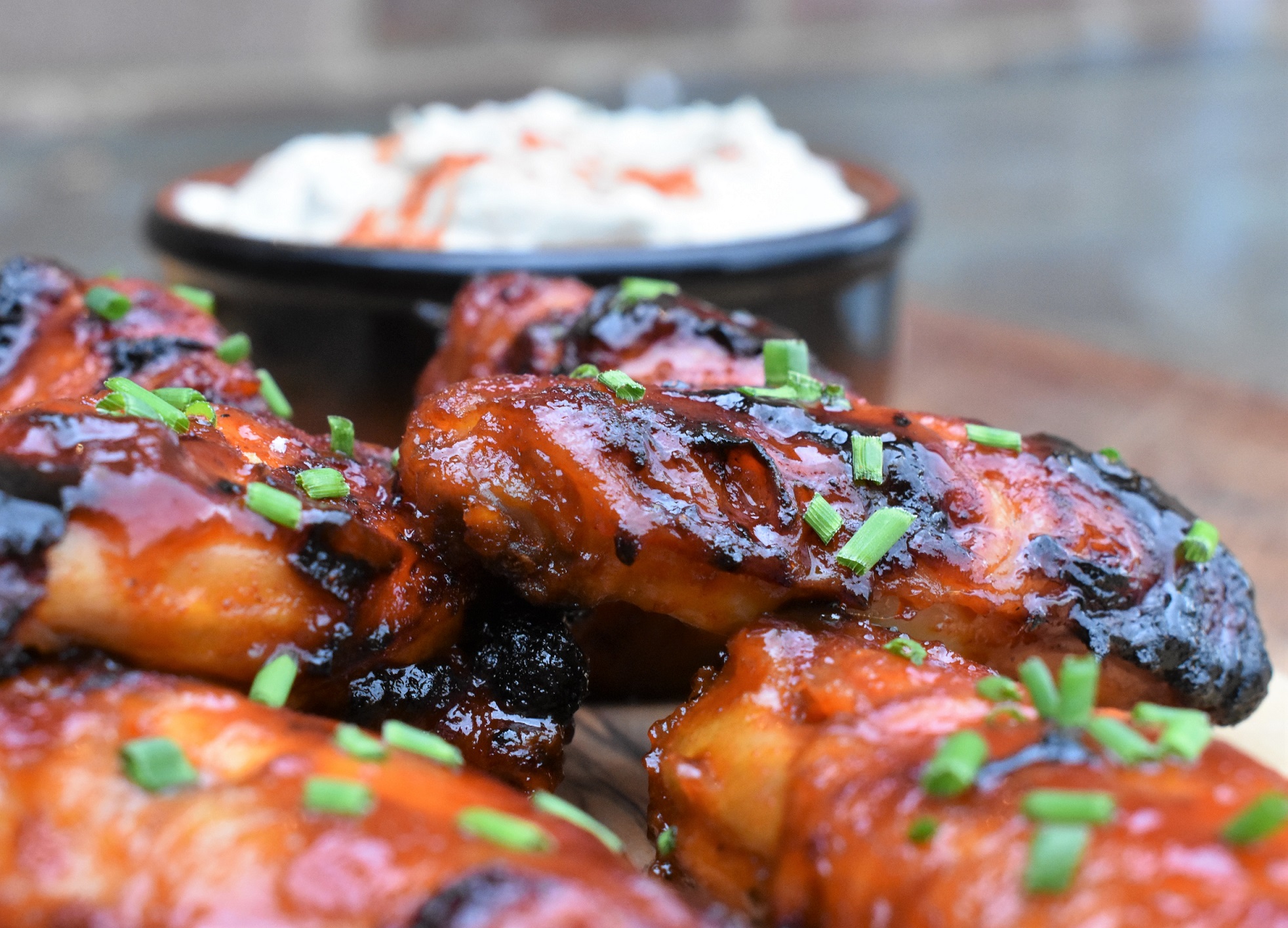 The best sticky BBQ wings with blue cheese dip – Phil's Home Kitchen